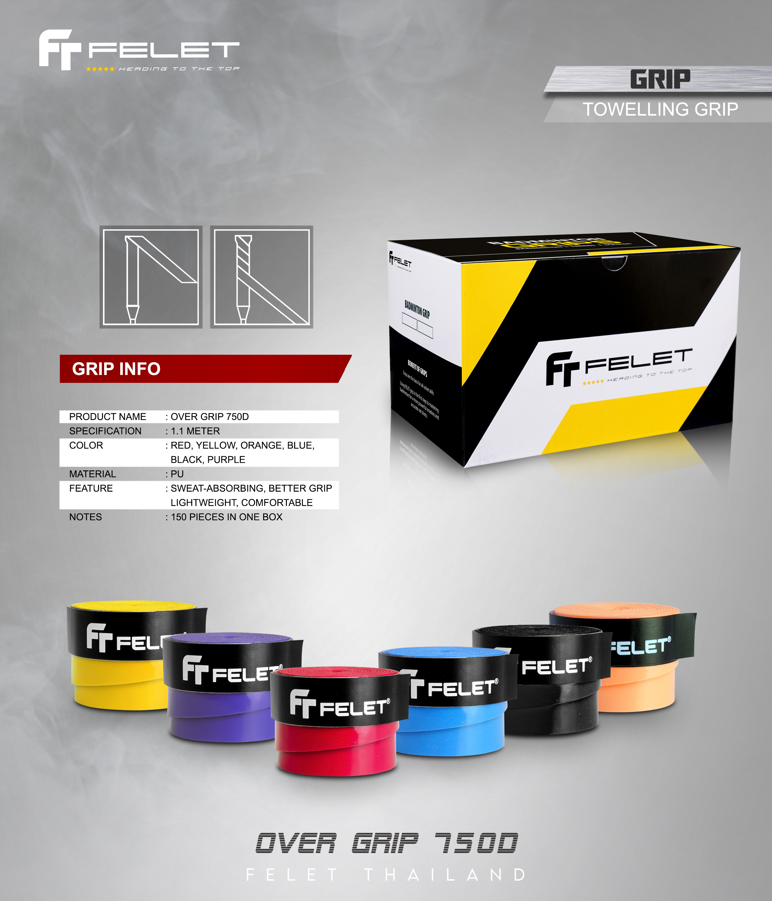 FELET Wrapped (Slim Fit) OVER GRIP 750D 3pcs Pack | Shopee Philippines