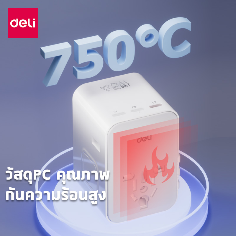 Deli Power Plug Adapter International Use USB TypeC Quick Charge Travel ...