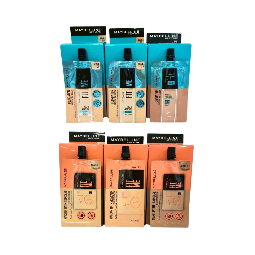 Maybelline New York [Box 6 Sachets] Fit Me Matte + Poreless Foundation ...