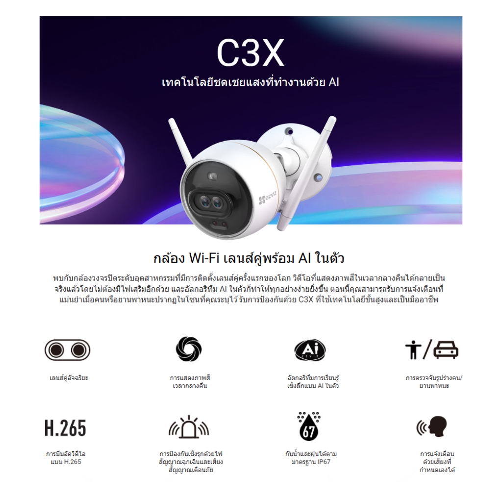 Wireless Cctv Smart Dual Lens Ezviz C3X Outdoor Wi-Fi Camera CS-CV310 ...