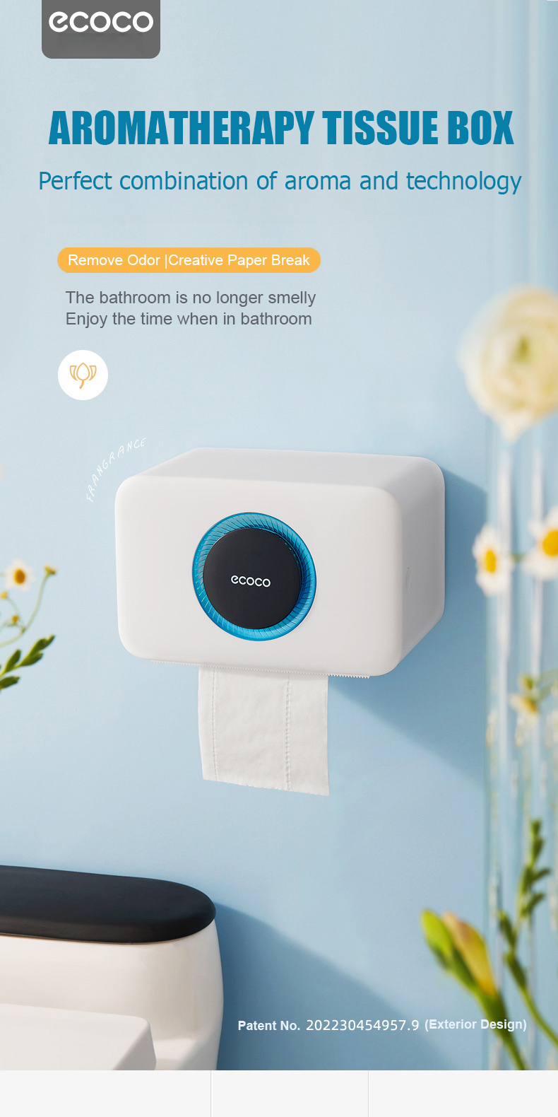 Ecoco Tissue Box With Fragrance For Bathroom With Sticker E2303 ...