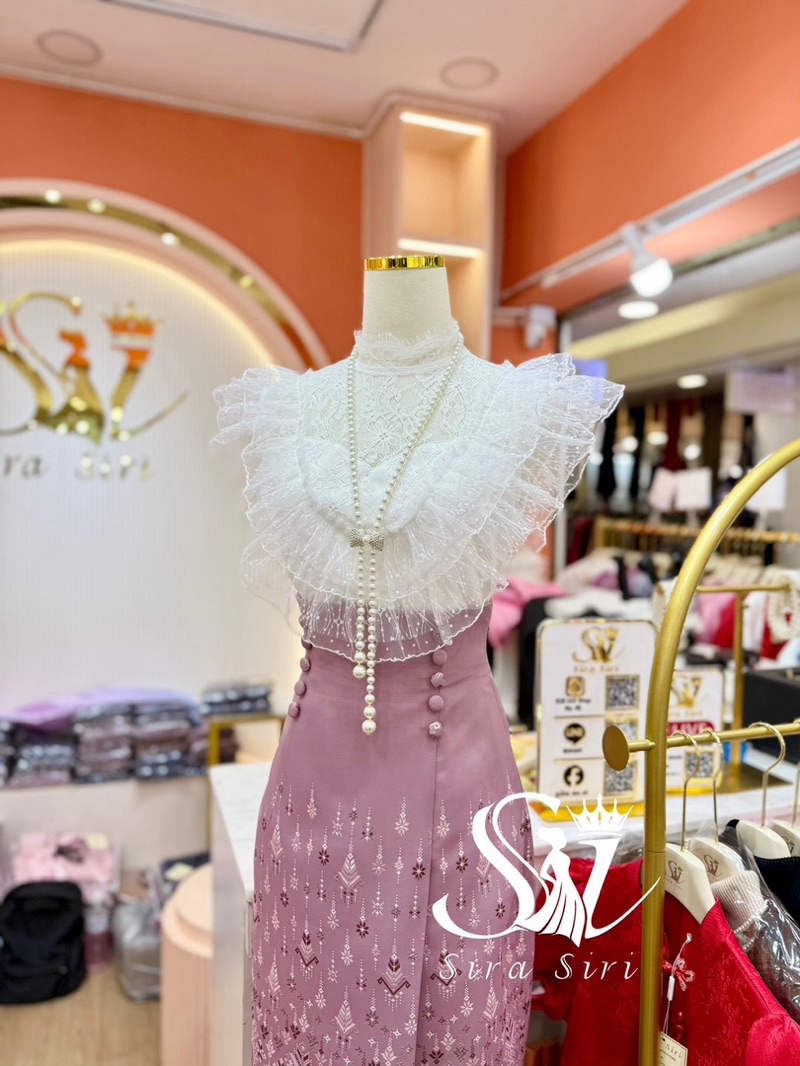 Sira Siri Thai Dress French Lace Blouse Soft Texture. Decorated With U ...