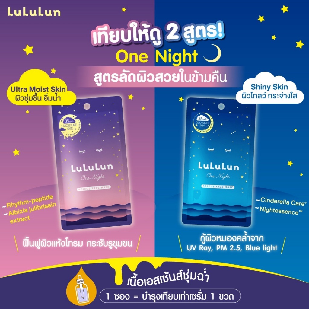LuLuLun Face Mask One Night C 1 Sheet Moisturizing Skin Formula/Hydration 1pcs | Shopee Philippines