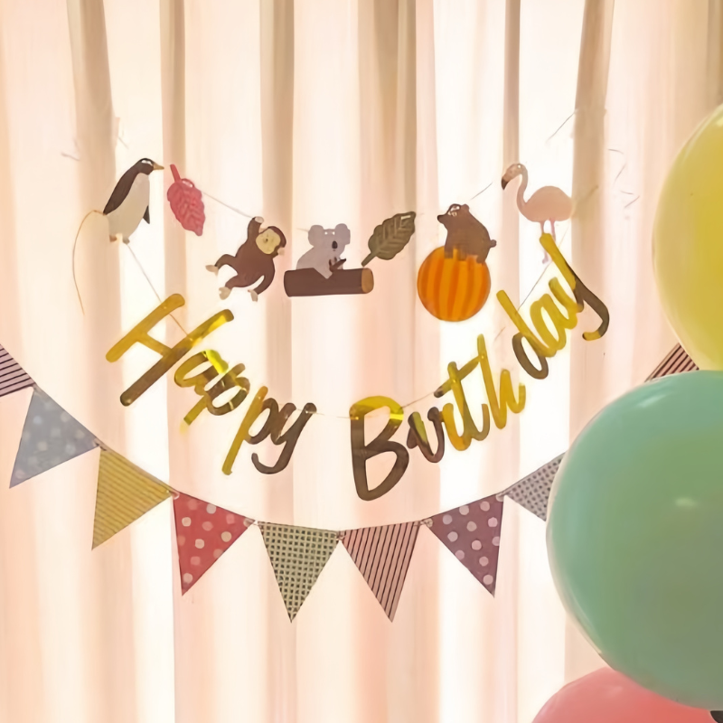Happy Birthday Sign hbd Room For Party Decoration Minimalist Flag ...
