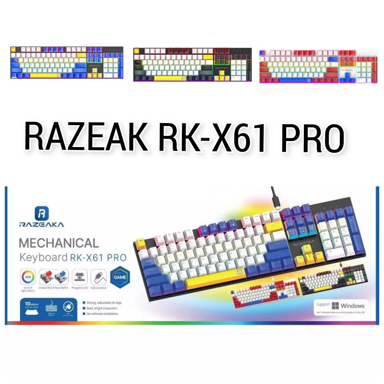 RAZEAK Gaming Keyboard Model RK-X61 PRO Mechanical Rgb Light Thai ...