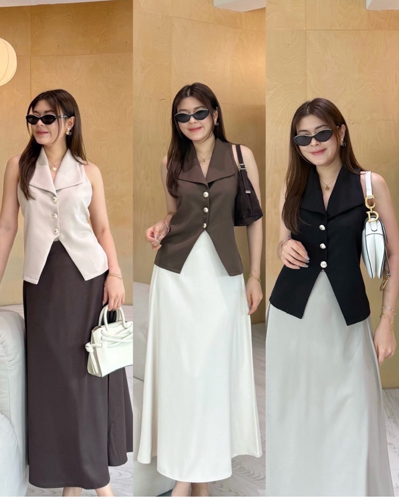 Giselle Set Sleeveless With Front Buttons. Paired With A Beautiful ...