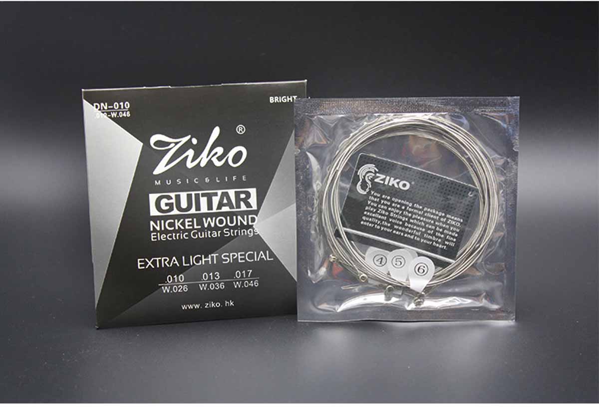 ZIKO Electric Nickel Plated Steel Rustproof Coating Guitar Strings Size ...