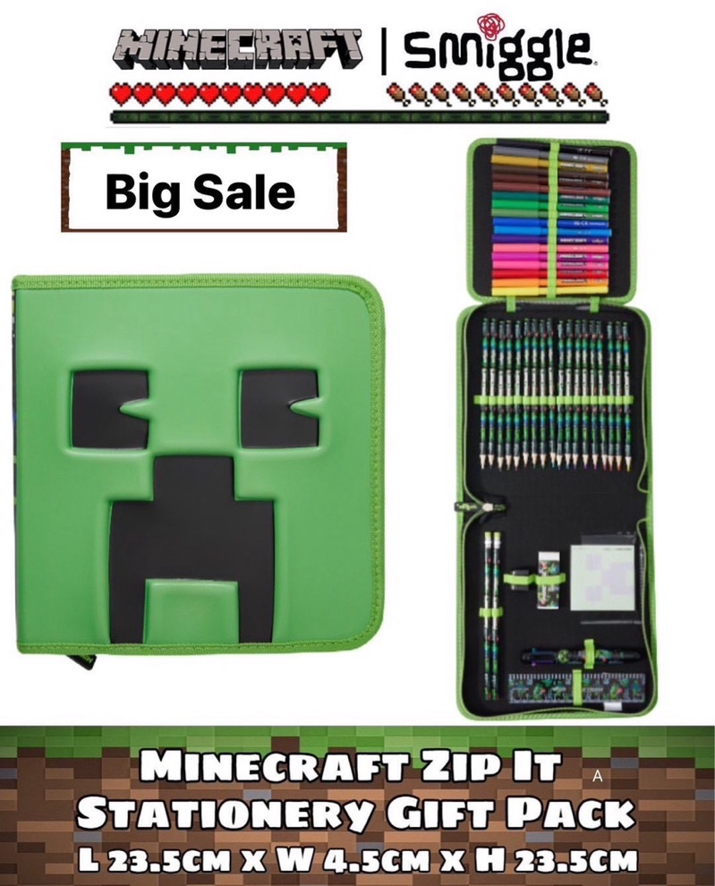 Smiggle Stationary Kit | Minecraft Zip It Stationery Gift Pa......X ...