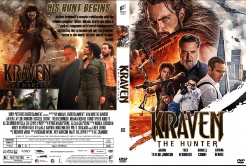 Blu-ray + DVD Cover + Screen Disc Kraven the Hunter (2024) Master 1 ...