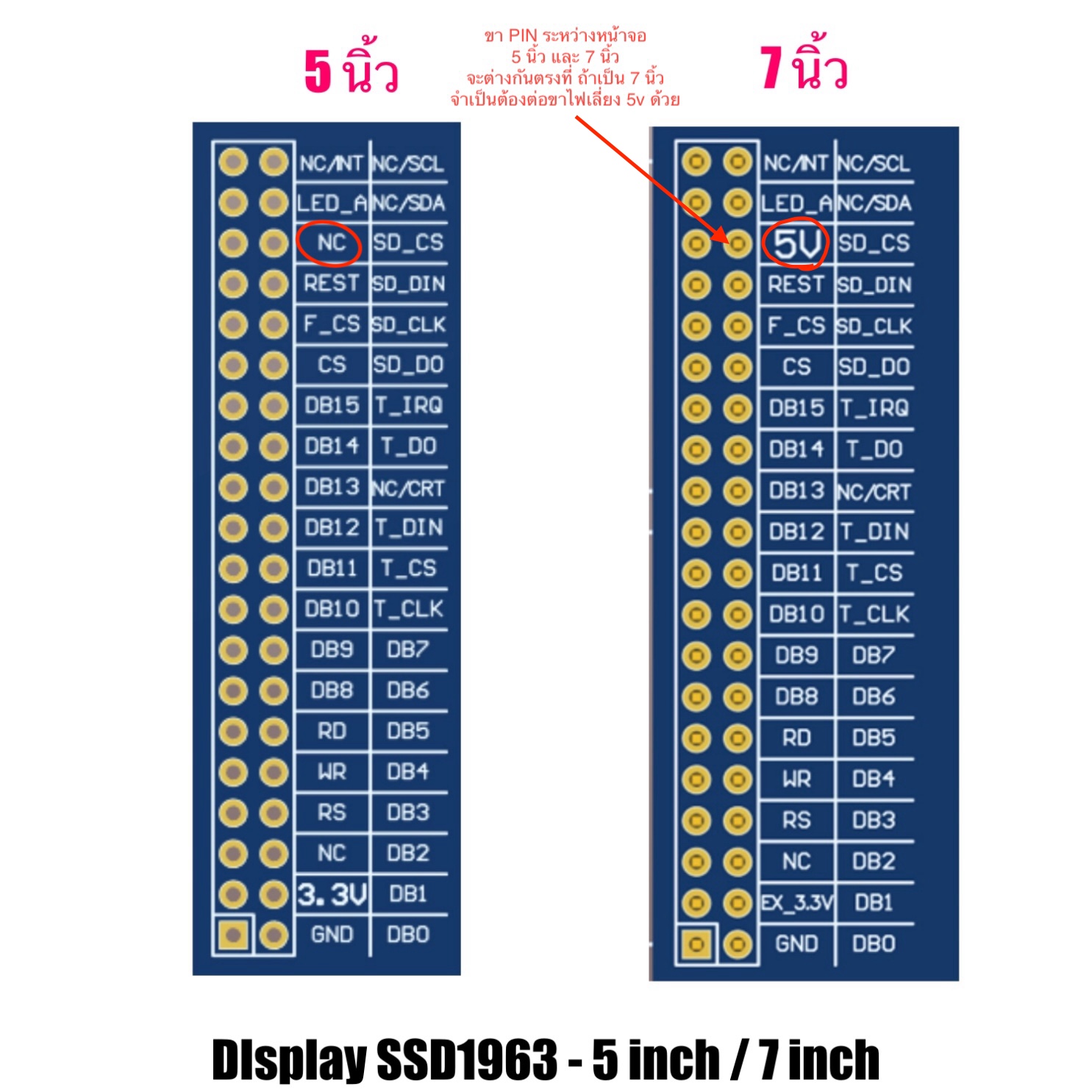 7 Inch And 5 Parallel 800x480 Arduino ESP32/AVR/STM32/C51 TFT LCD Display Screen Module SSD1963 ...