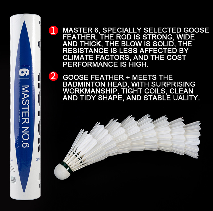 VICTOR Badminton Shuttlecock MASTER NO.6 Model (1 Tube 12 Balls ...