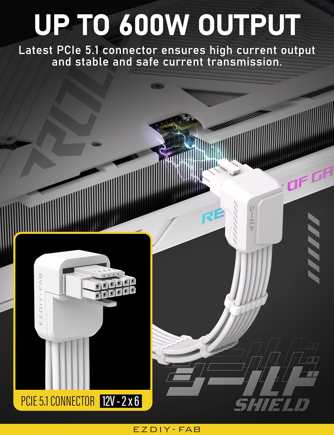 EZDIY-FAB (Graphics Card Power Extension Cable) Shield PCIE 5.1 GPU ...