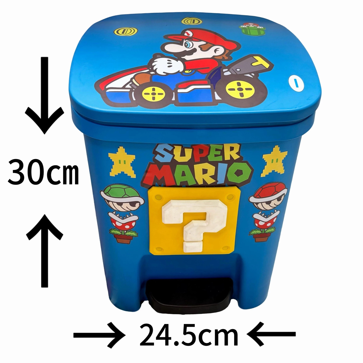 Mario Trash Can Cute Bin Waste With Lid Foot Pedal Large Capacity ...