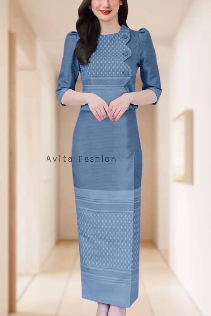 CLT Thai Traditional Dress 2-Piece Fabric Set Chitralada Shape ...