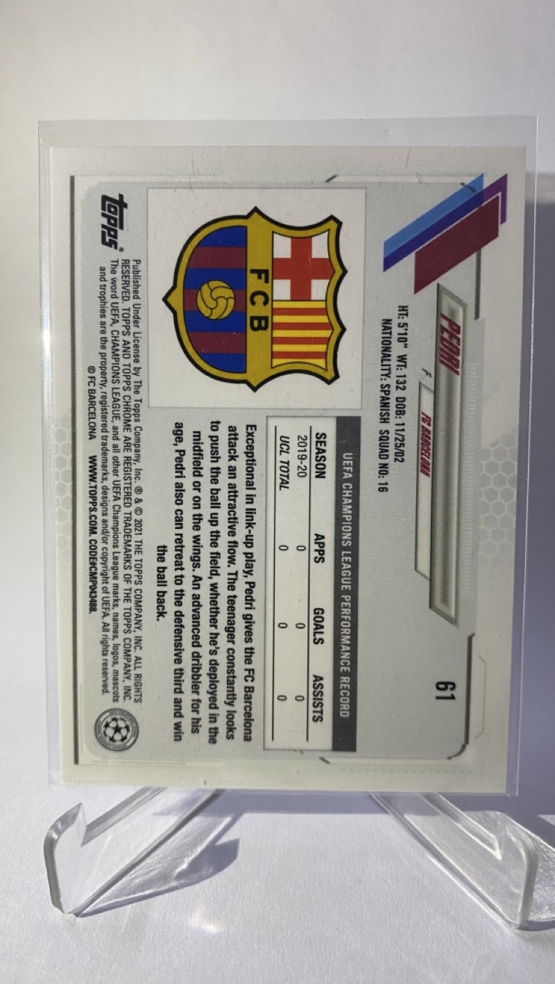 Pedri RC FC BARCELONA TOPPS 2021 Player Cards | Shopee Philippines