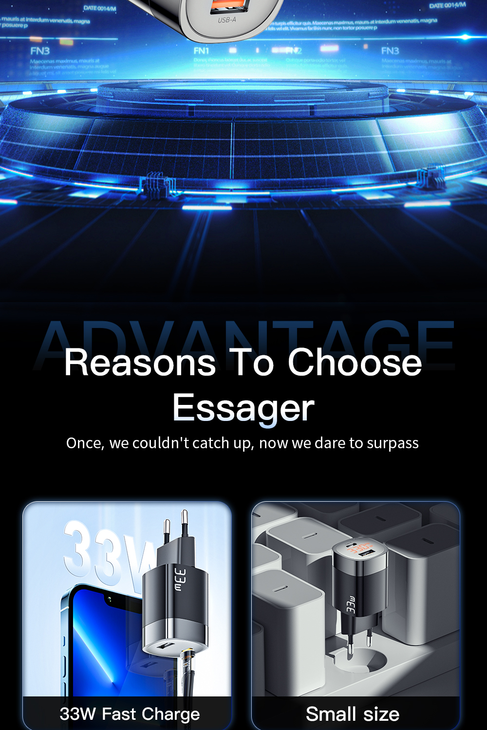 Essager USB+type-c 33W Digital Display Travel Charger European Standard ...