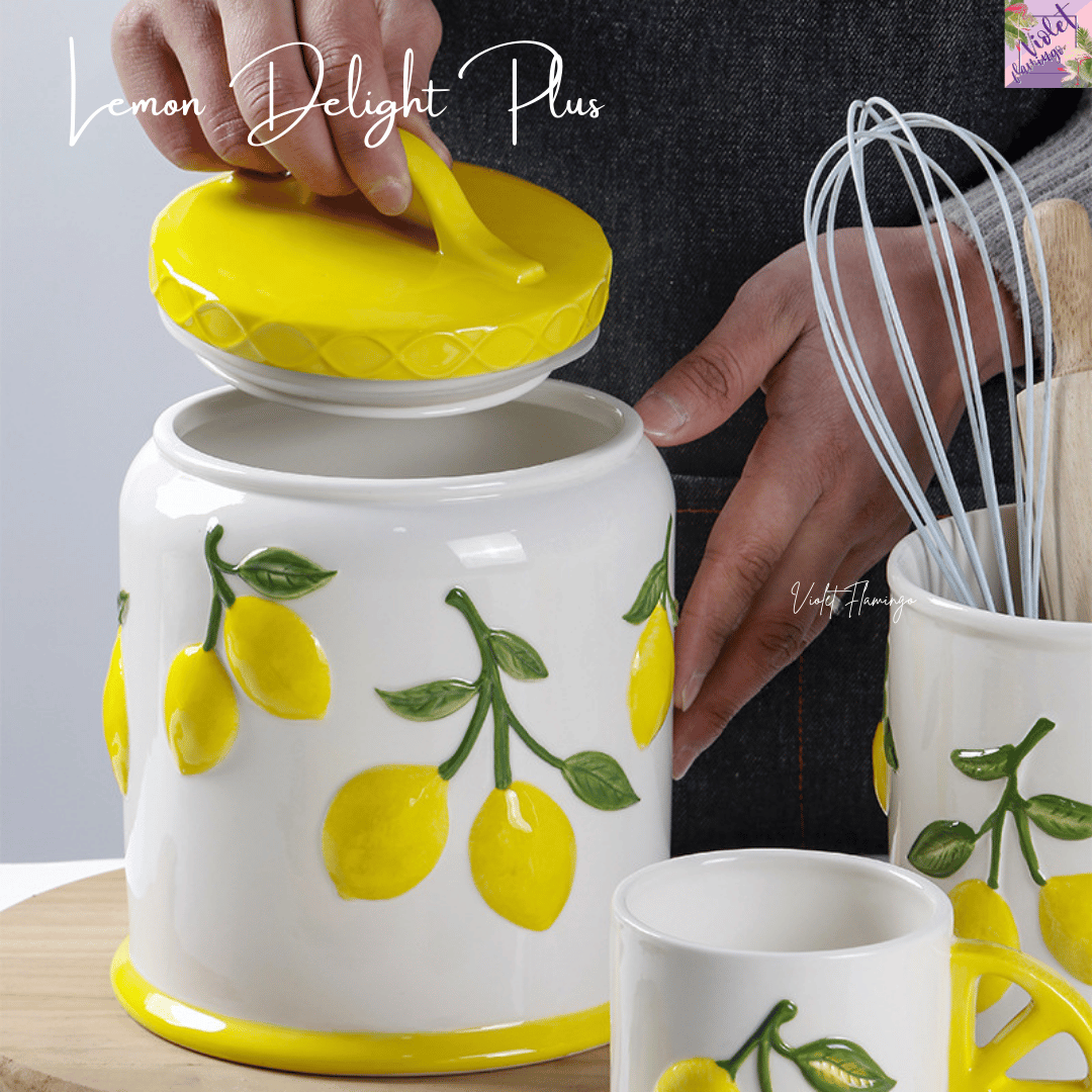 Violet Flamingo-Lemon Delight Plus Collection Ceramic Cookware Set Come ...