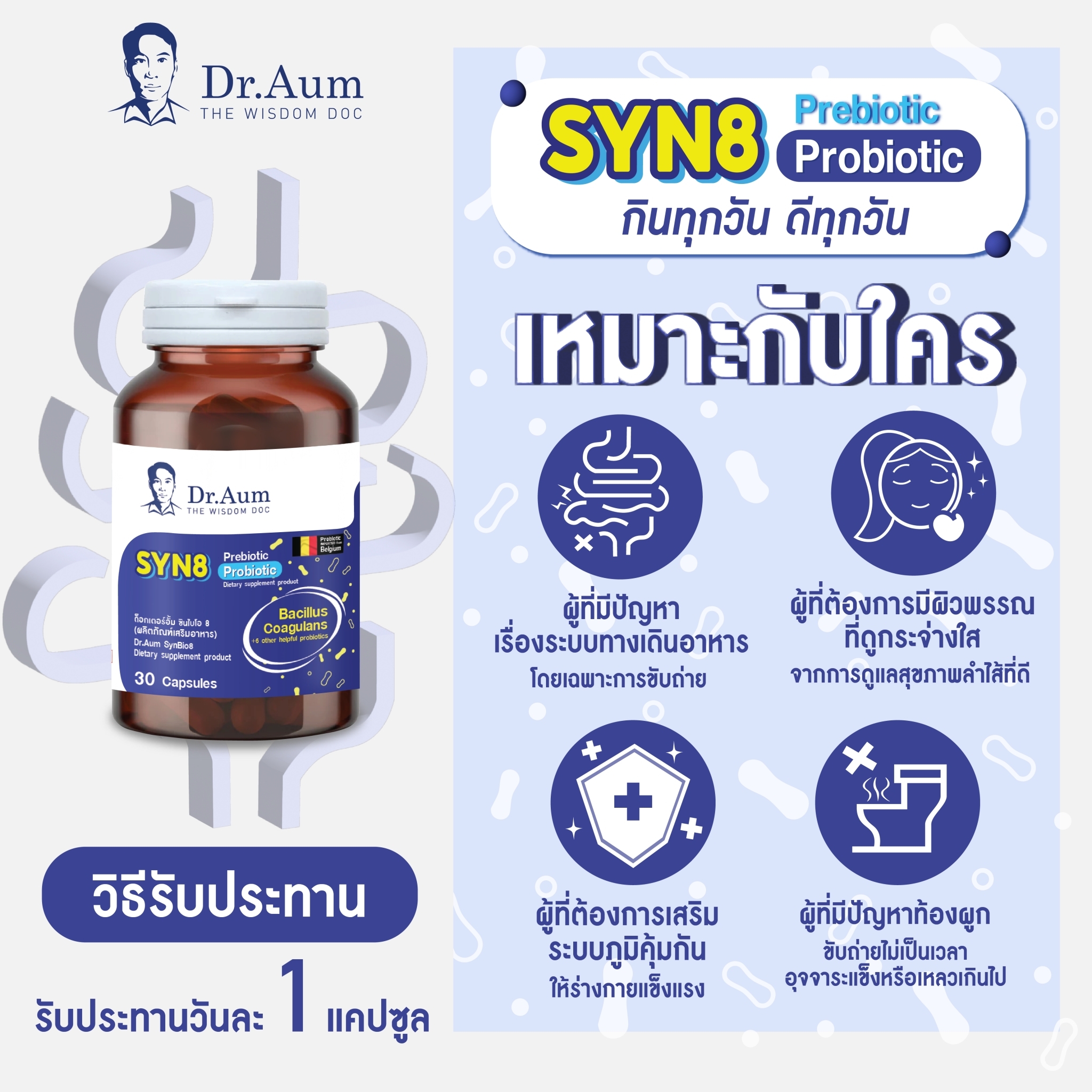 Dr.Aum Synbiotics (Probiotic + Prebiotics) 30 capsules Probiotic ...