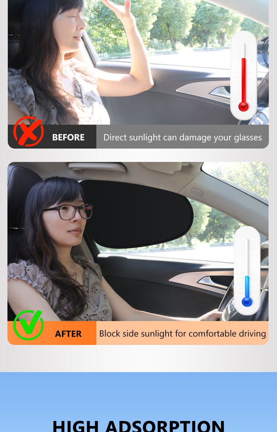 Uv Protection 1 Sunshade Privacy Heat Insulation Side For Car Windows ...