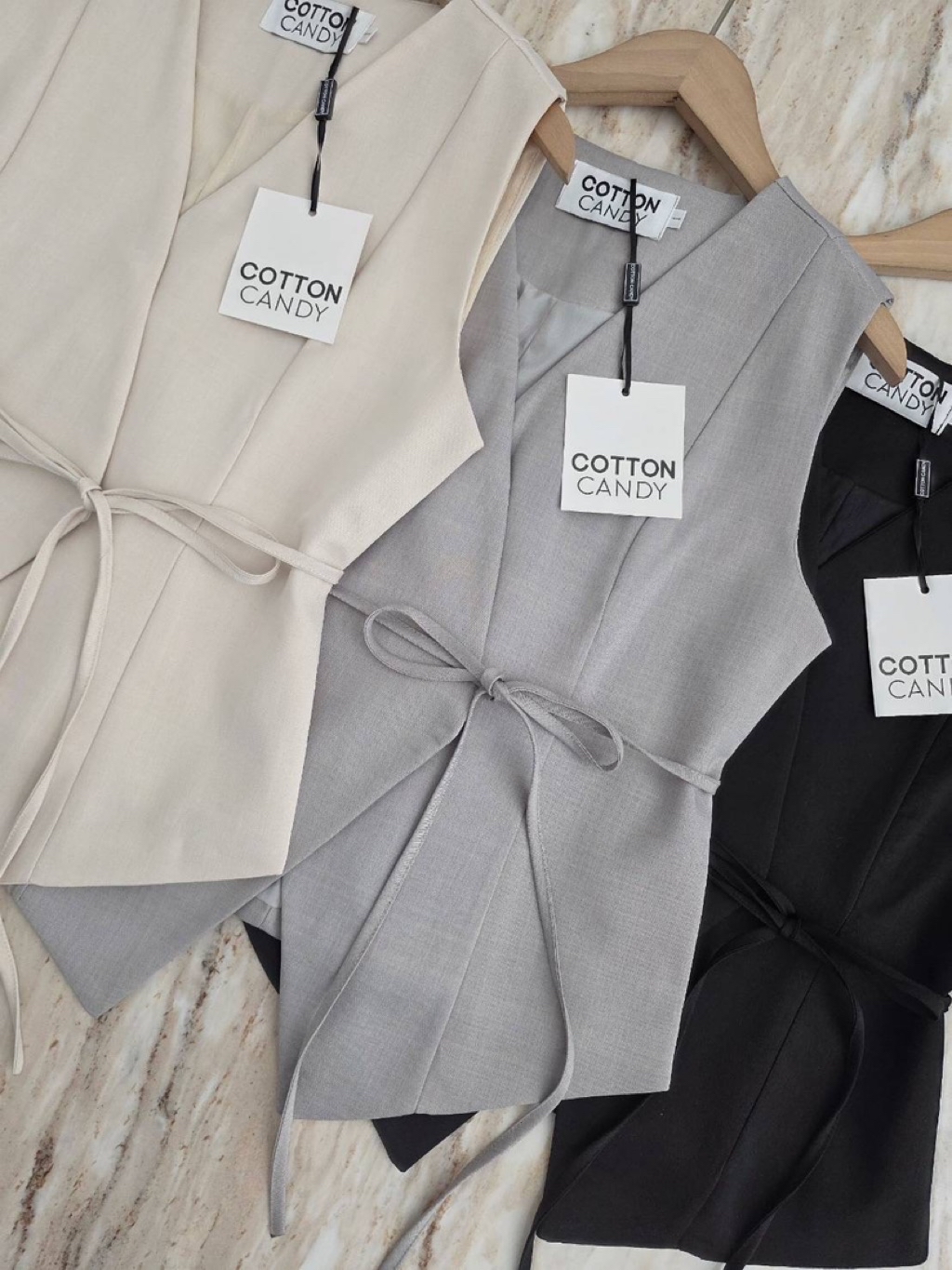 Cotton Candy New Jilly korea top Tie Waist Suit Style Sleeveless Shirt ...