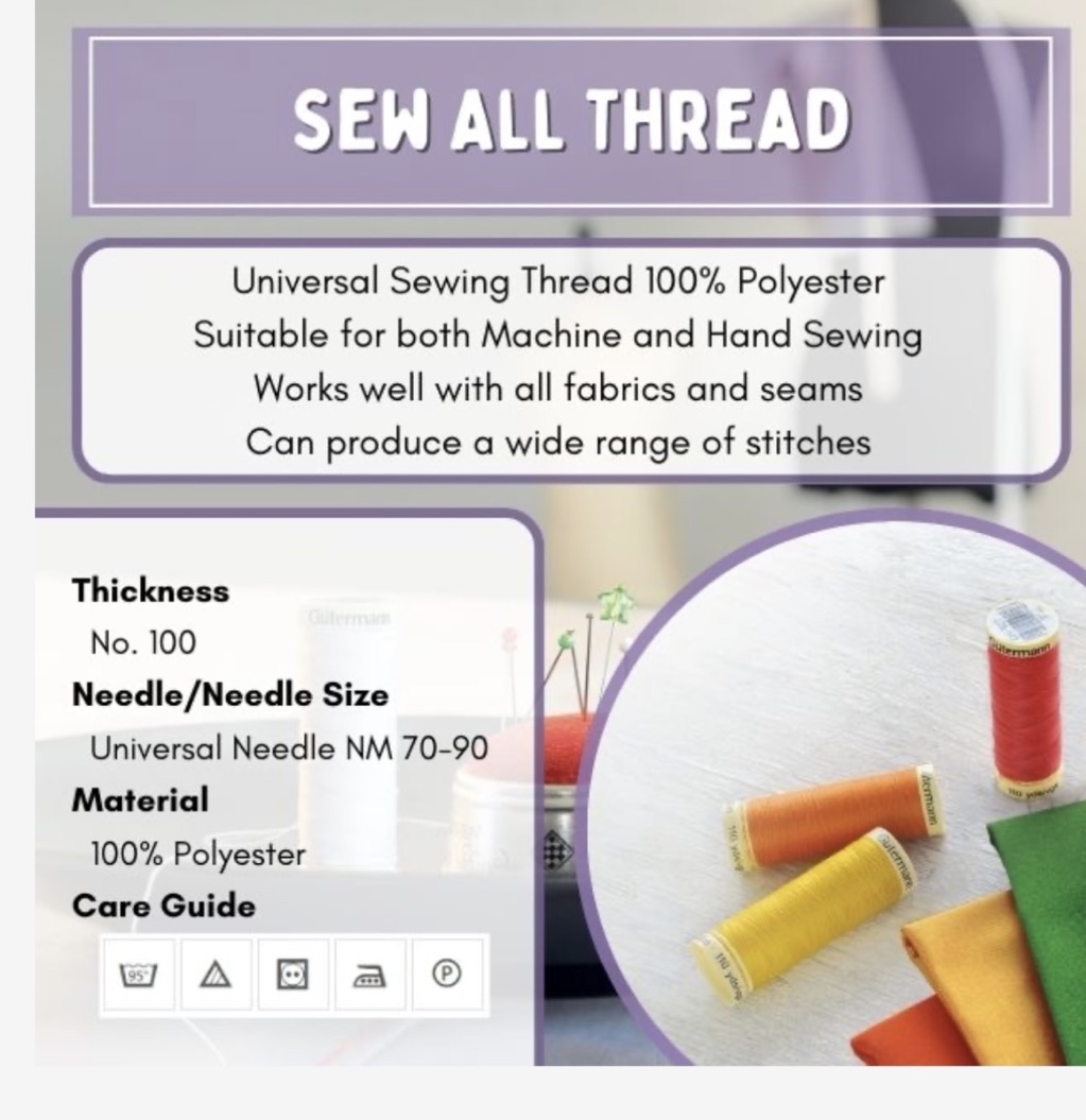 Gutermann Sew-all Thread Multipurpose Sewing Polyester 1 (100m) Made in ...