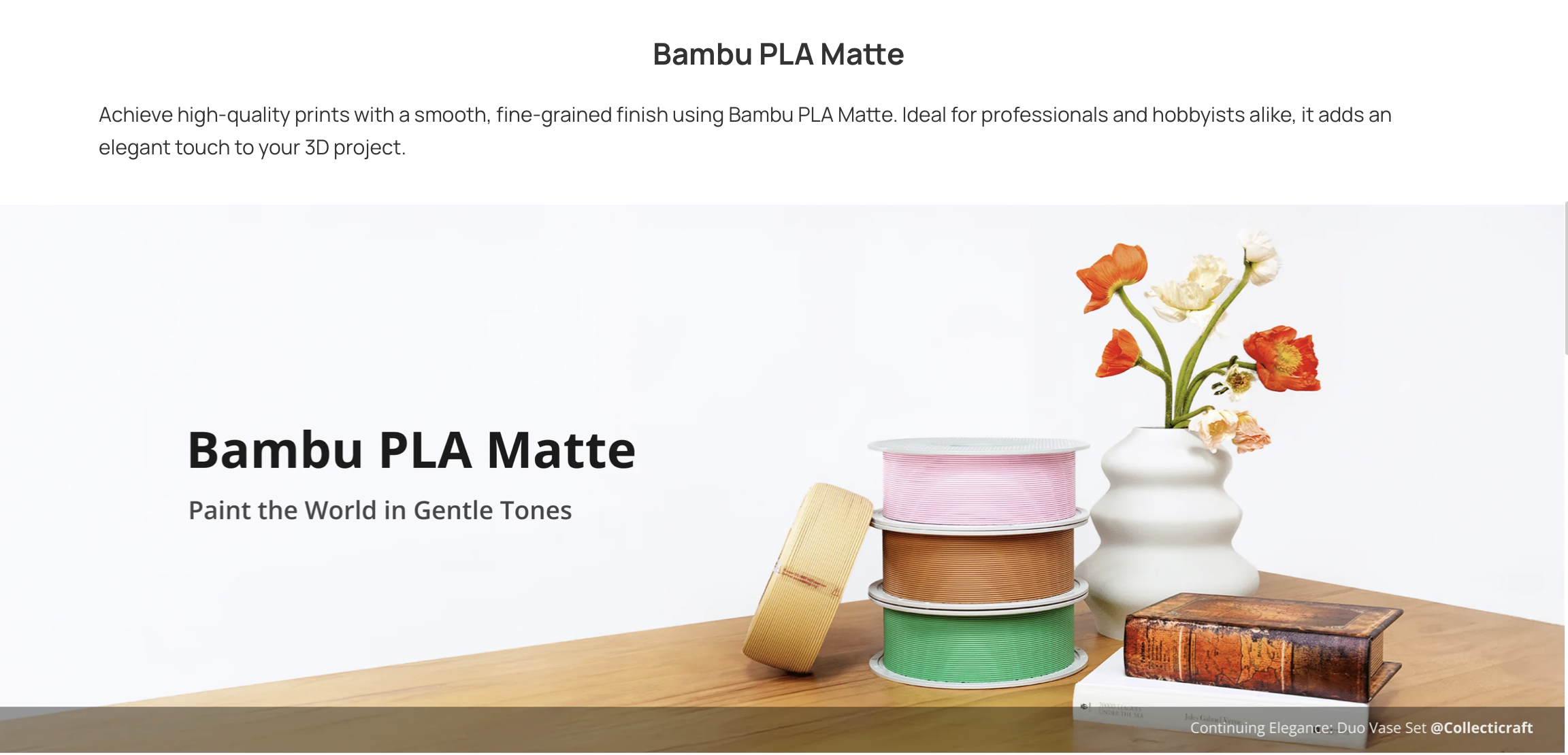 Bambu Lab PLA Matte 3D Printed Line Premium Finish With Roll/Refill ...