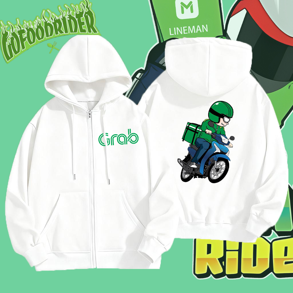 Baju Grab Classic cardigan Zipper With Hat Handle UNIFORM Sulam ...