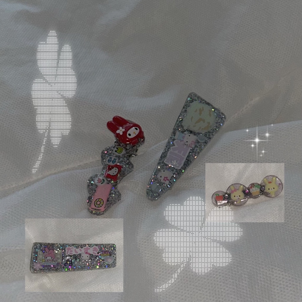 Sanrio Sanx Kamio Kawaii Characters Ribon Magazine hair clips Handmade ...