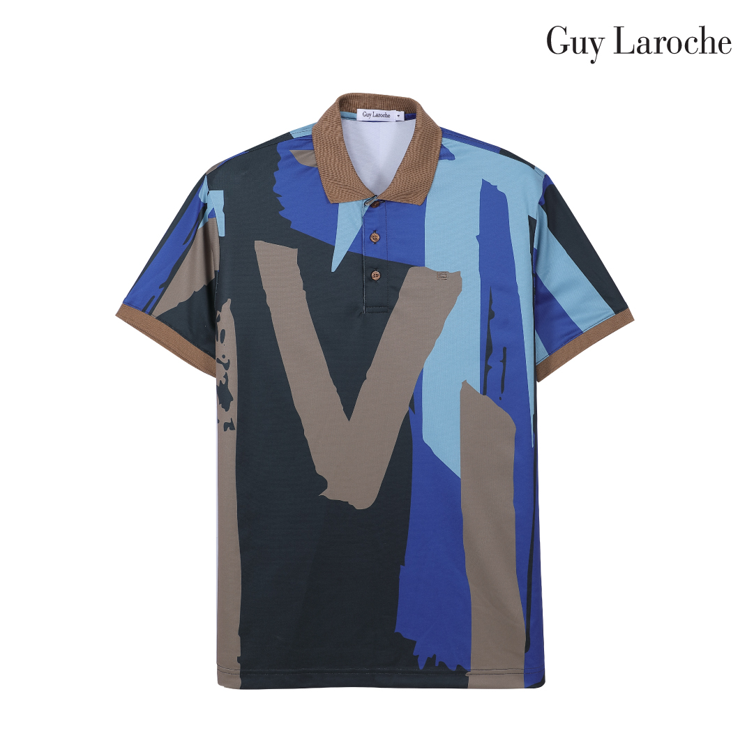 Guy Laroche Short-Sleeved Polo Shirt Printed Pattern SLIM FIT Style ...