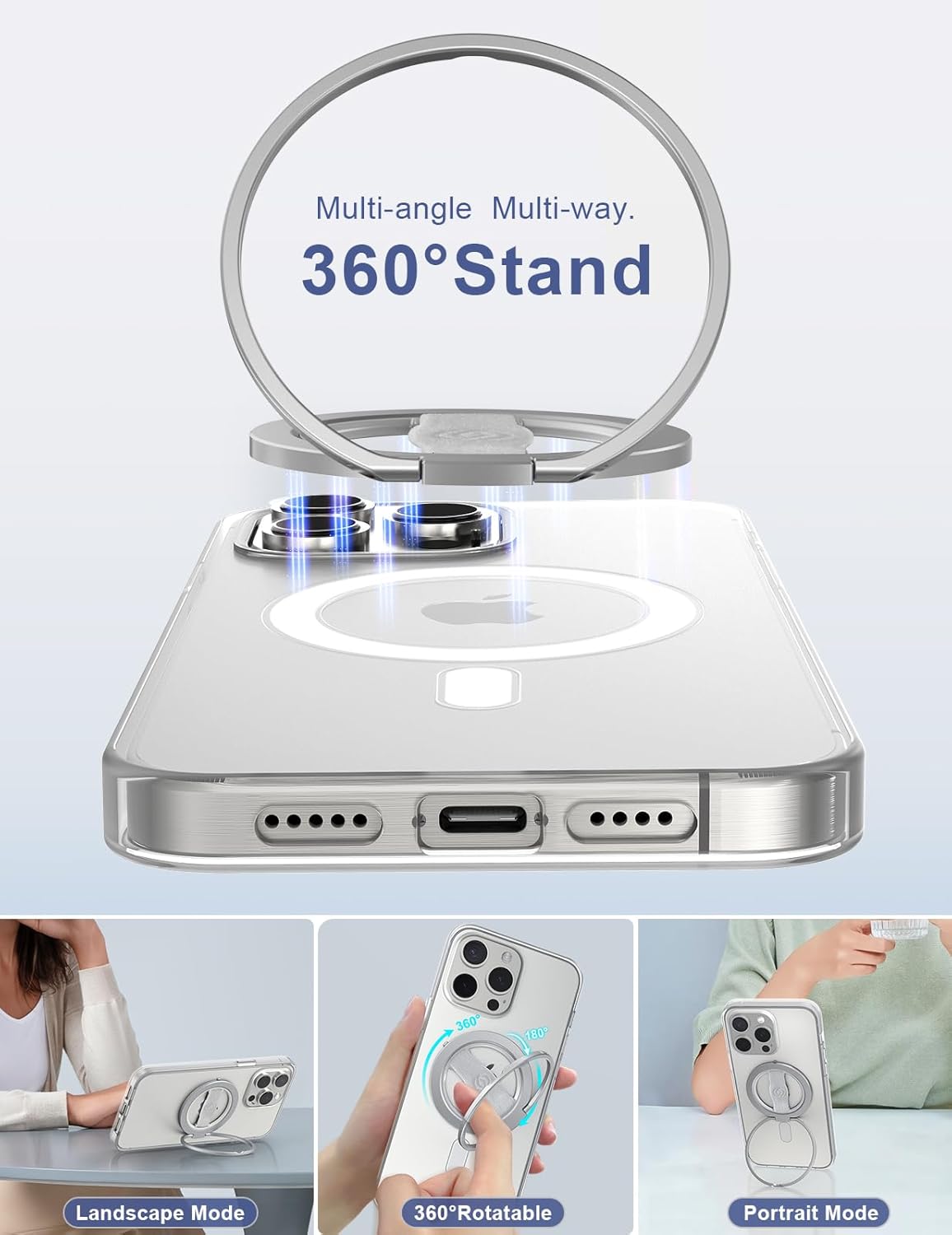 EWA Mobile Phone Holder Magnetic 360 Rotation Use Wireless Charging Can ...