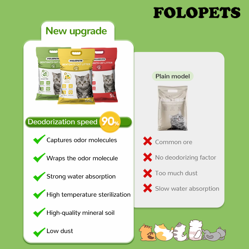 FOLOPETS Cat Litter 10L 7.5kg Absorbs Quickly Removes Odors Very Well ...