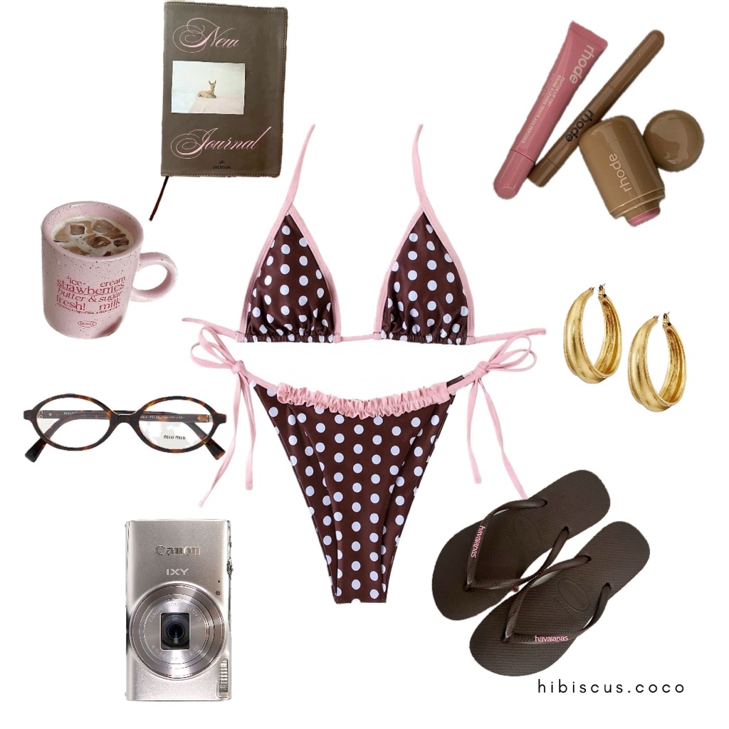 Hibiscus.coco | Cocoa pink polka muse Bikini Chocolate Zip Tie Triangle ...