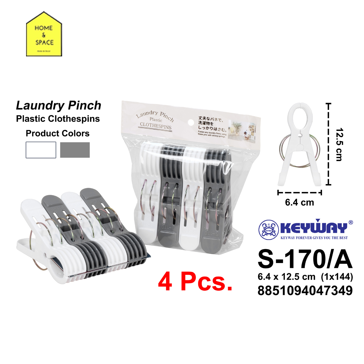 KEYWAY 4 Clothes Pegs (New Color) Model S-170/A | Shopee Philippines
