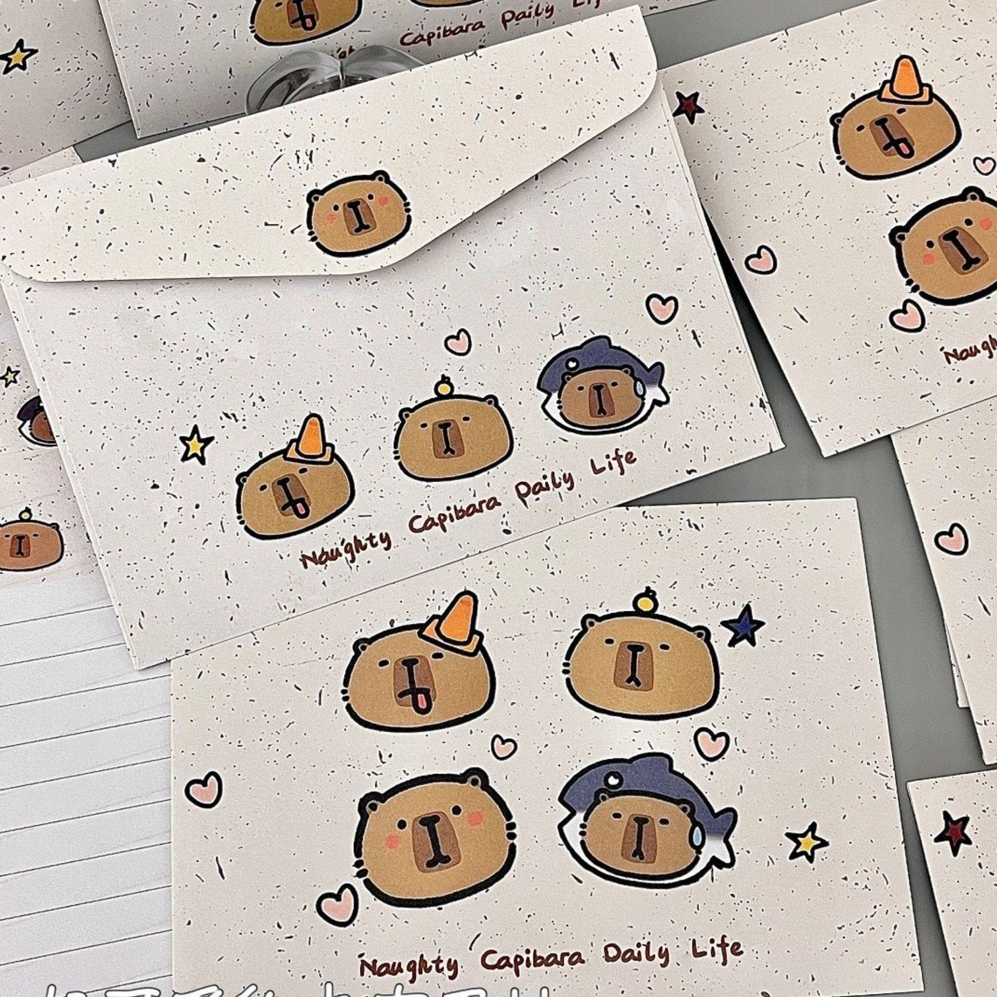 Letter Writing Set (1 =4 Sheets Of Paper And 4 Envelopes) Capybara ...