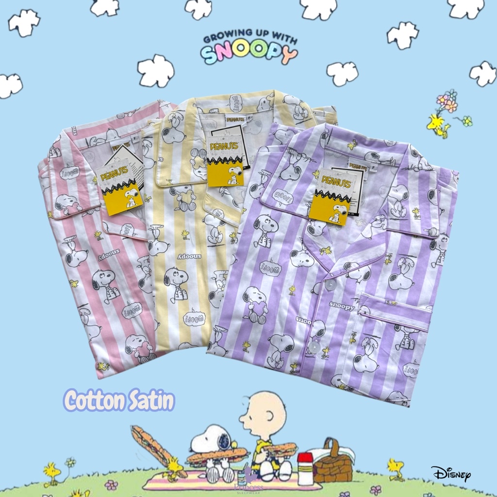 New | Pajamas Snoopy Cotton Satin Fabric Chest Size 42" Authentic ...