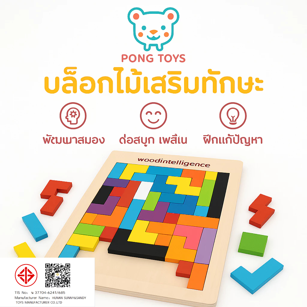 Wooden Toys Tetris-Wooden Blocks Auxiliary Iq-EQ Children 3+ Safe Brain ...