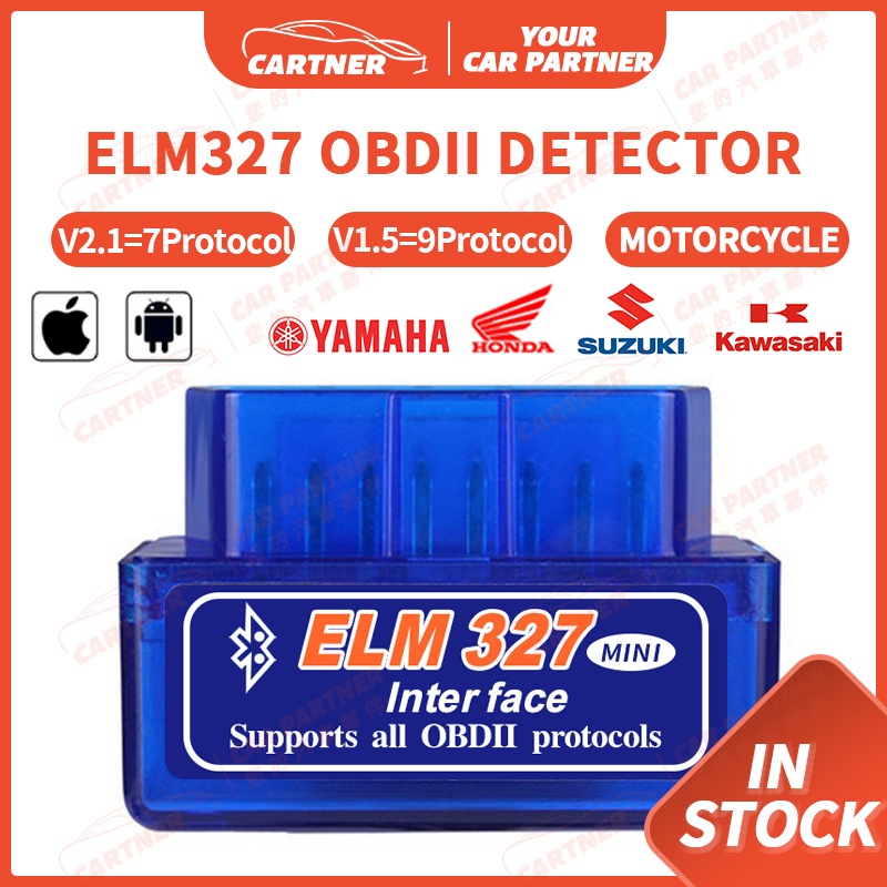 Cartner OBD2 ELM 327 Yamaha Honda Motorcycle Diagnostic Motorbike Cable ...