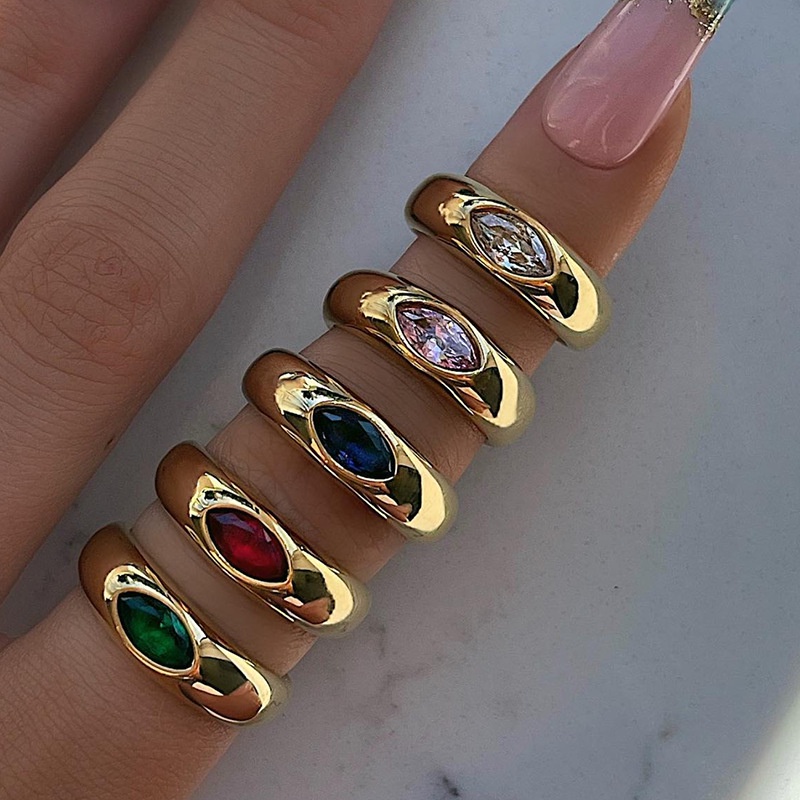 Multicolor Eye Diamond Ring Curved Titanium Steel Plating 18k Gold | Shopee Philippines