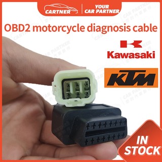 Cartner Kawasaki KTM 6 PIN to 16 Pin OBD2 Connectors Diagnostic Tools ...