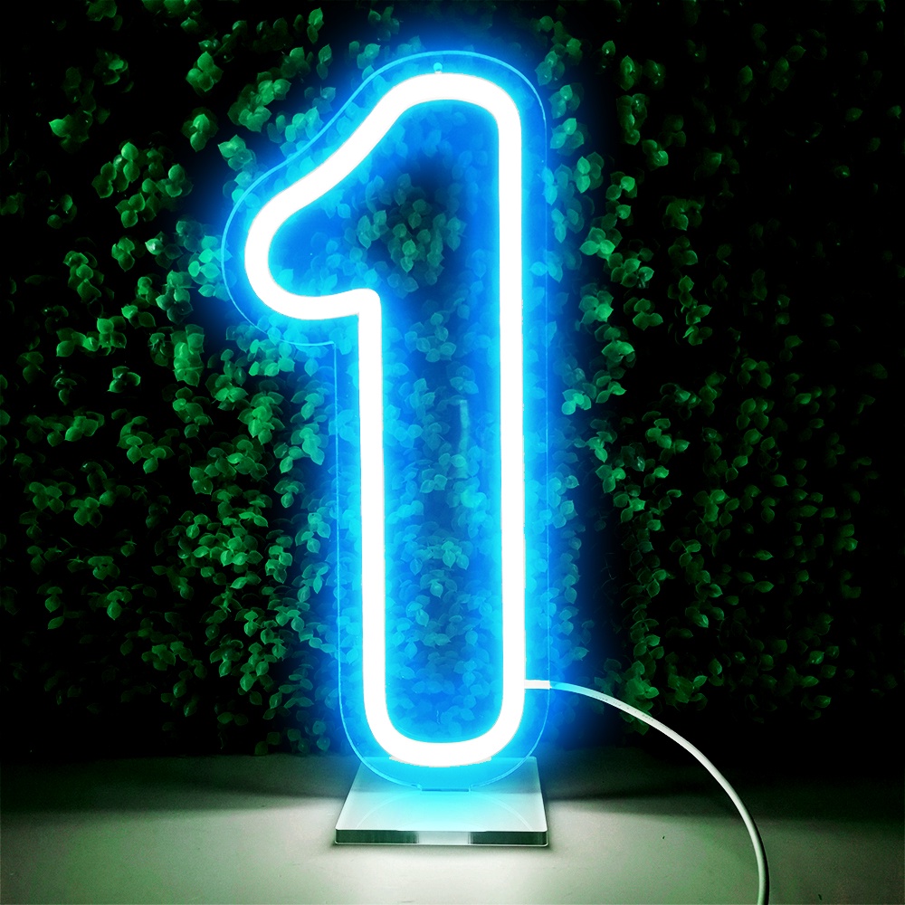 38cm Number 1 Neon Sign Light For Baby Birthday Party Wall Art Baby ...