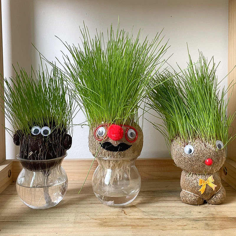 / Long Grass Doll Cat Grass Cute Mini Grass Man Grass Head Plants Green ...