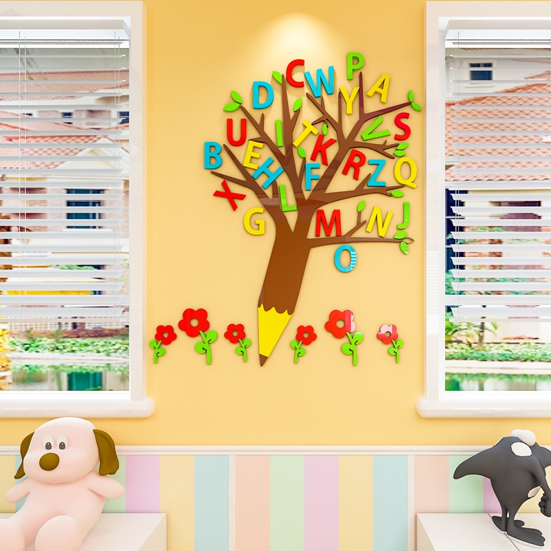 Floating Mica Painting Early Education ABC Three-Dimensional Wall ...