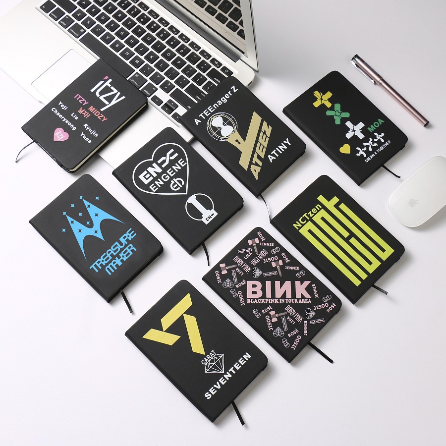 K Pop Stray Kids Treasure Aespa PU Notebook with Straws Notepad Diary ...
