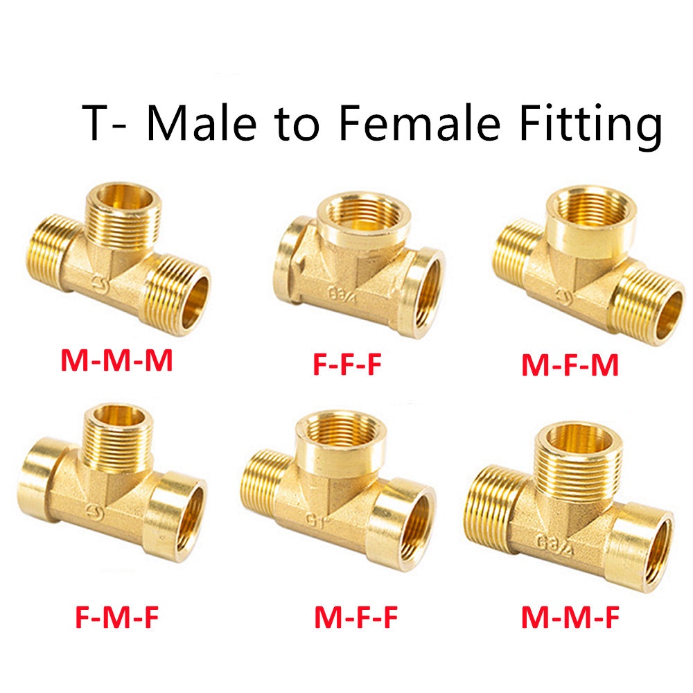 T-Shape Brass Pipe Fitting Male/Female Thread 1/8" 1/4" 3/8" 1/2" BSP ...