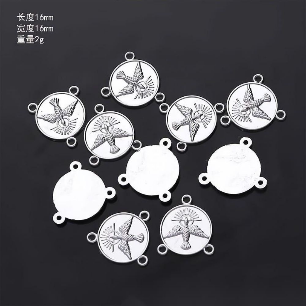 Catholic Rosary Connector Charms - 10Pcs Holy Spirit Dove & Cross 3 ...