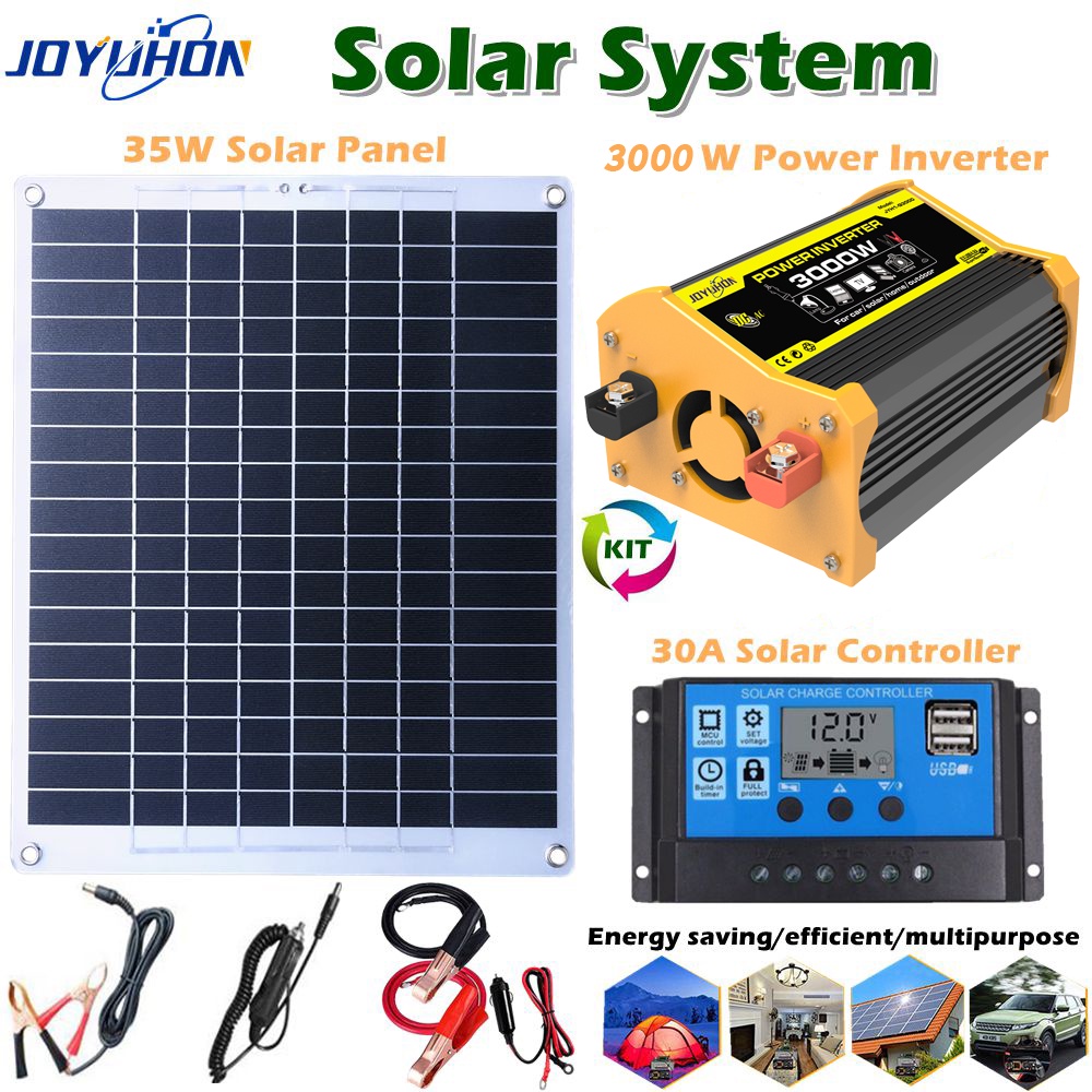 JOYUHON Solar Kit 3000W Solar Inverter 35W Solar Panel 30A Controller ...