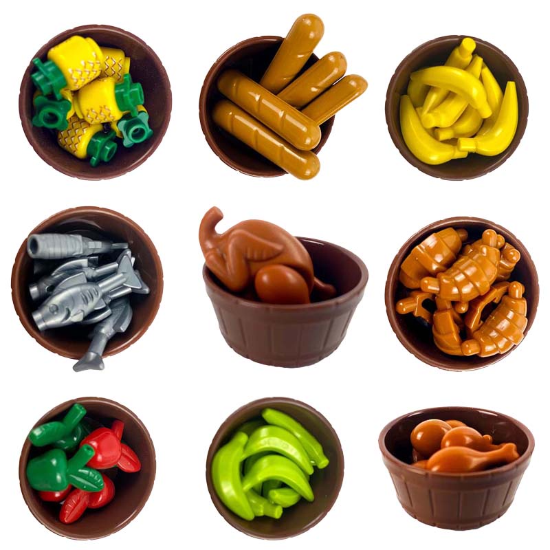 City Pot&Food Set Vegetable Building Blocks Mushroom Bread Banana Fish ...