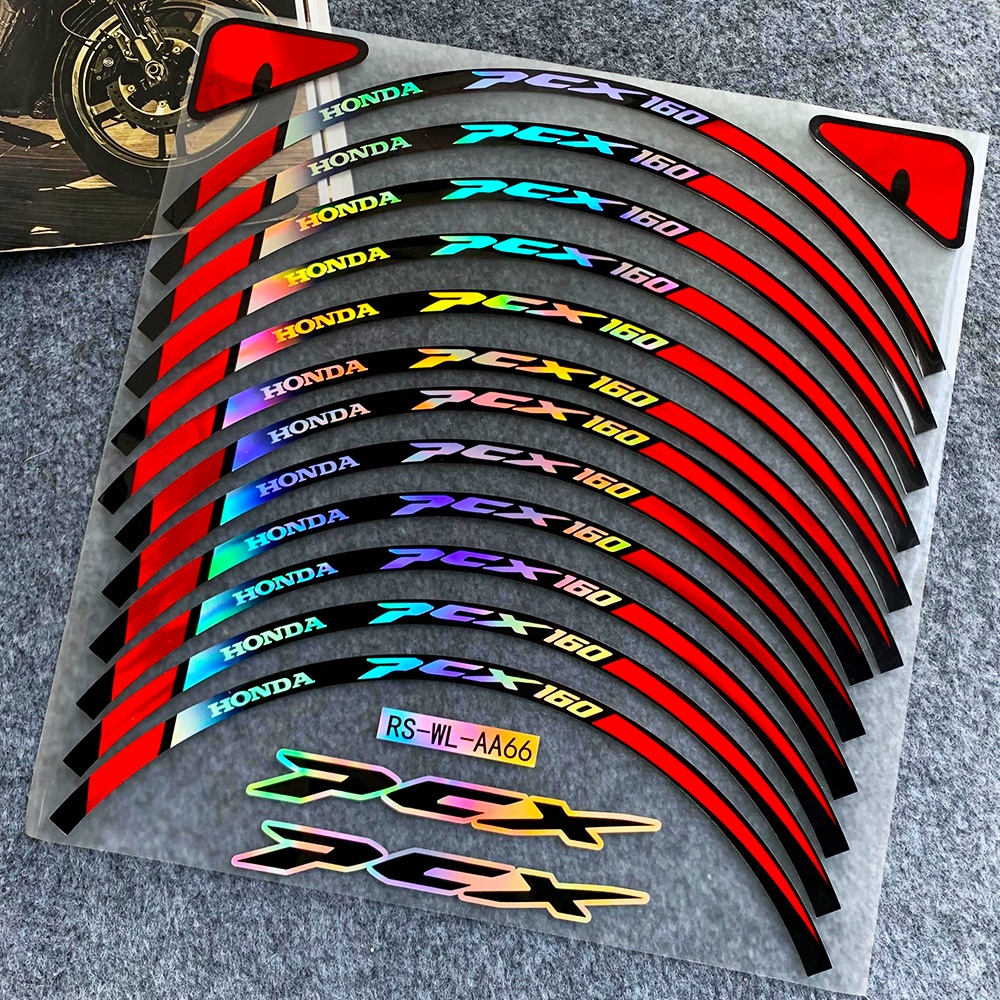 Motorcycle HONDA PCX160 Reflective Wheel Sticker PCX 150 Hub Mags Laser ...