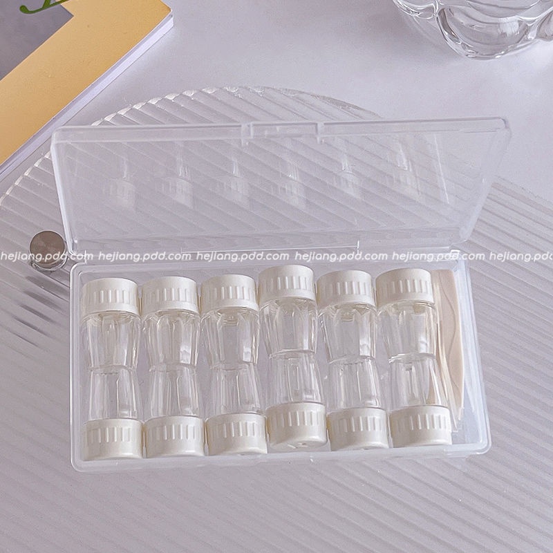 6 pairs contact lens case, double head multiple pairs, transparent ...