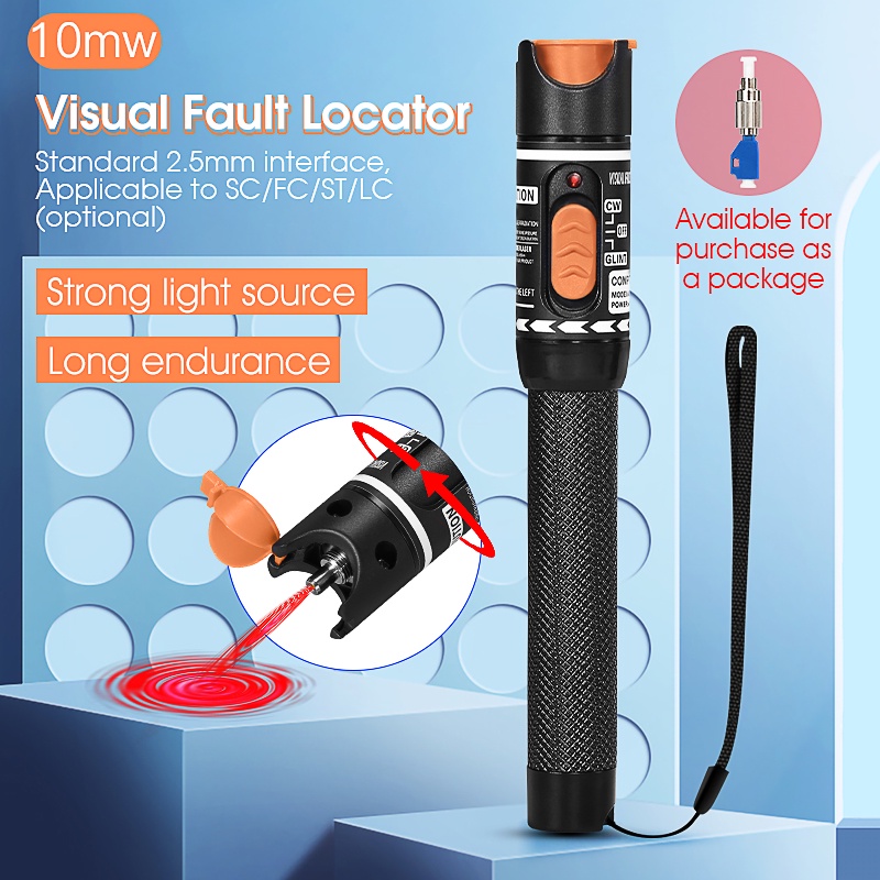 Metal Shell VFL Pen Optical Fault Locator Kit Red Laser Pen 10km ...